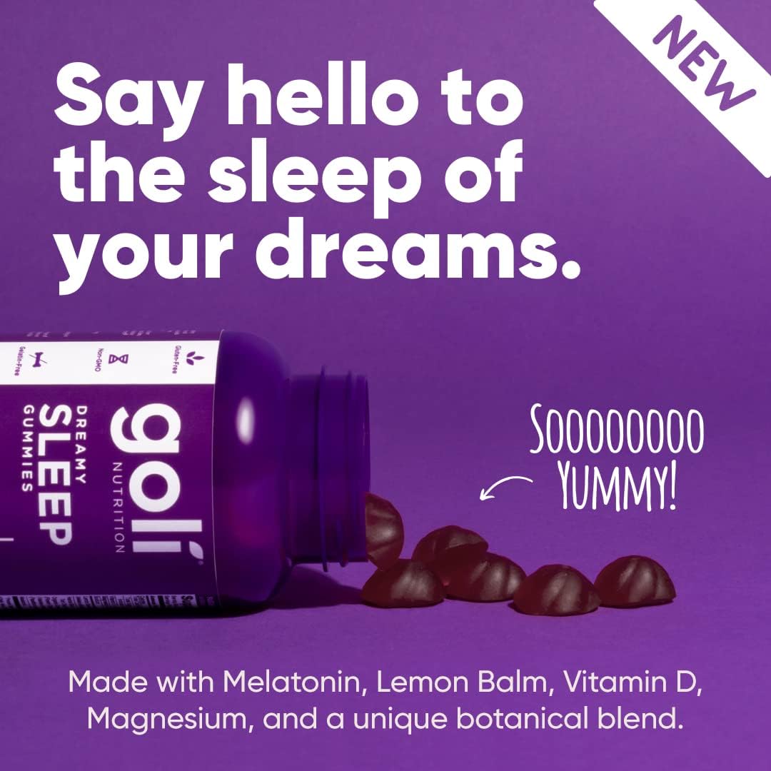 Goli Dreamy Sleep Gummy - Melatonin, Vitamin D, Magnesium, Lemon Balm ...