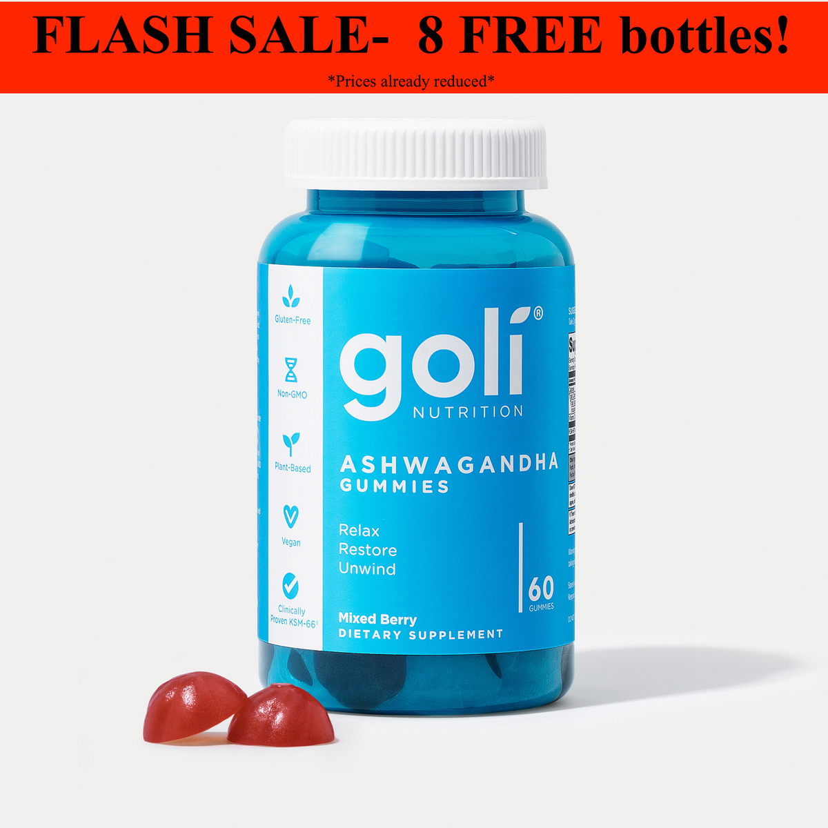 Goli Nutrition Ashwagandha Gummies | Unit = Case of 48 | Goli®