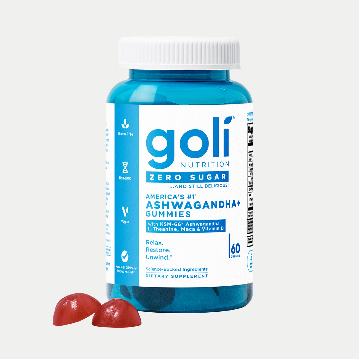Goli Nutrition Zero Sugar Ashwagandha Gummies | Unit = Case of 24 | Goli®